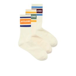 Jack & Jones JACK & JONES Herren Freizeitsocken "JACNICE TENNIS SOCKS 3 PACK SN", beige, Baumwollmischung, unifarben mit Farbeinsatz, Socken