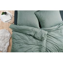 Bettw&auml;sche Estella, gr&uuml;n, Mako-Interlock-Jersey, Obermaterial: 100% Baumwolle, Bettw&auml;sche, "Takoma", Gefertigt aus hochwertigem Mako-Interlock-Jersey