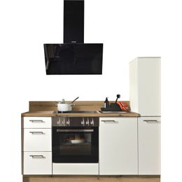 K&uuml;che KOCHSTATION, B:180cm T:58cm, wei&szlig;, Komplettk&uuml;chen-Sets, ""KS-Scafa", mit h&ouml;henverstellbaren F&uuml;&szlig;en", vormontiert, wahlweise mit E-Ger&auml;ten,