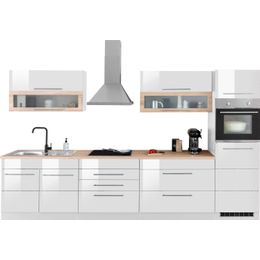 K&uuml;chenzeile KOCHSTATION, B:340cm T:60cm, wei&szlig;, Komplettk&uuml;chen-Sets, "KS-Wien", Breite 340 cm, wahlweise mit E-Ger&auml;ten und Induktion