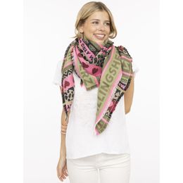 Zwillingsherz Damen Modetuch ""Wild Vibes Only"", pink, Obermaterial: 60% Polyacryl, 25% Baumwolle, 15% Wolle, Modet&uuml;cher, Mustermix, Leo und Herzen,