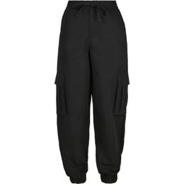 Urban Classics Damen Cargohose "Urban Classics Damen Ladies Viscose Twill Cargo Pants", schwarz, Gr. XS, unifarben, 69% Viskose, 31% Polyester, Hosen
