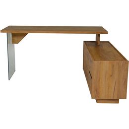 Eckschreibtisch Jahnke, B:160cm H:74cm T:136cmkerneiche, klarglas, klarglas, kerneiche, Jugendzimmer, Tische, "LUX C 160 E", Eckschreibtisch,