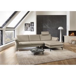 Ecksofa DIE PLANBAR, B:289cm T:180cm, beige, Wohnzimmer, Sofas, "PN-EM23050, L-Form, Breite 289 cm", Optional mit Echtleder-R&uuml;cken, Kopfst&uuml;tze, Sitz-