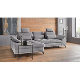Ecksofa OTTO HOME, B:301cm H:89cm T:176cm, grau, 100% Polyester;Samtoptik (100% Polyester), Wohnzimmer, Sofas, "Costello L-Form, B: 301 cm mit