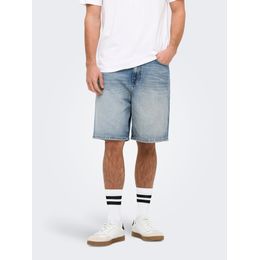 Only & Sons ONLY & SONS Herren Jeansshorts "ONSFADE MB TINT 9085 TAI DNM SHORTS NOOS", blau, Gr. L, Abriebeffekte, Denim/Jeans, Obermaterial: 100% Baumwolle,