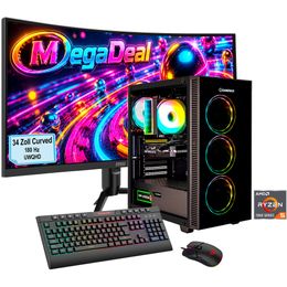 GAMEMAX Gaming-PC-Komplettsystem "MegaDeal Draco XD 2835 AMD Ryzen 5 7500F 16GB DDR5 1TB SSD RTX 5060Ti", Microsoft Windows 11 Home (64 Bit), 16 GB