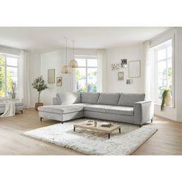 Ecksofa DIE PLANBAR, B:289cm T:197cm, grau, 100% Polyester, Wohnzimmer, Sofas, "MP-IN24153, L-Form, Breite 289 cm", wahlweise mit Schlaffunktion und