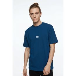 Jack & Jones JACK & JONES Herren T-Shirt "JCOBREEZE BACK PRINT TEE SS CREW EA26", blau, Gr. S, bedruckt, Jersey, Obermaterial: 40% Baumwolle, 38% Polyester, 22%