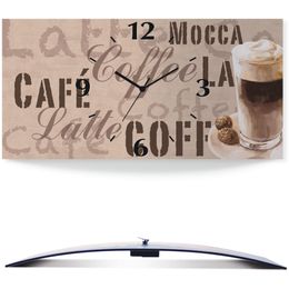 Wanduhr Artland, B:60cm H:30cm T:0,3cm, beige, Wohnzimmer, Wanduhren, "Kaffee - Latte Macchiato", wahlweise mit Quarz- oder Funkuhrwerk, lautlos ohne