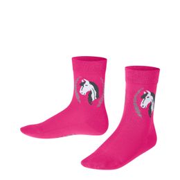 Falke Damen Socken "Horse", Gr. 19, pink, Obermaterial: 82% Baumwolle CO. 15% Polyamid PA. 2% Elasthan EL. 1% metallisierte Fasern MTF., Socken