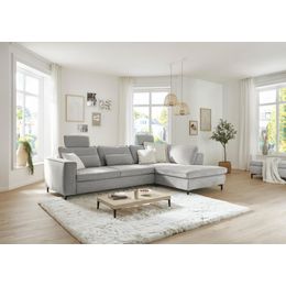 Ecksofa DIE PLANBAR, B:289cm T:197cm, grau, 100% Polyester, Wohnzimmer, Sofas, "MP-IN24153, L-Form, Breite 289 cm", wahlweise mit Schlaffunktion und