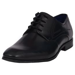 Bugatti Herren Schn&uuml;rschuh, Gr. 46, schwarz, Leder, Schuhe, Blockabsatz, Abendschuh, Businessschuh, Festtagsschuh, Logopr&auml;gung
