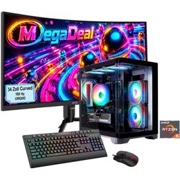 GAMEMAX Gaming-PC-Komplettsystem "MegaDeal HYPE-M BK 2836 AMD Ryzen 5 9600X 16GB DDR5 1TB SSD RTX 5060Ti", Microsoft Windows 11 Home (64 Bit), 16 GB