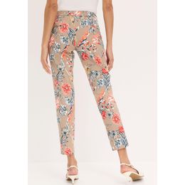 bonprix Damen 7/8-Hose, braun, Gr. 50, Obermaterial: 97% Baumwolle, 3% Elasthan, Hosen, aus Baumwolle mit Elasthan, Regular Fit, femininer Stil