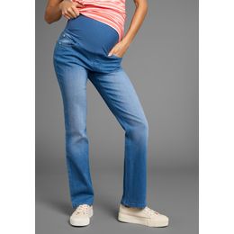 Neun Monate Damen Umstandsjeans "Schwangerschaft-Jeans, straight-fit", blau, Gr. 42, unifarben, Denim/Jeans, Obermaterial: 98% Baumwolle, 2%