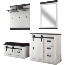 Garderoben-Set Home Affaire, B:206cm H:200cm T:43cm, wei&szlig;, Flur, Kastenm&ouml;bel-Sets, "Sherwood, Garderobe im Industrial-Style, Komplettset mit viel