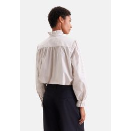 Seidensticker Damen Klassische Bluse, wei&szlig;, Gr. 42, gestreift, 100% Baumwolle, Blusen, 1/1 Stehkragen Gestreift