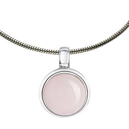 ZEEme Damen Kette mit Anh&auml;nger "925 Sterling Silber rhodiniert mit echtem Rosenquarz 12mm", 42+5cm, Silber 925 (Sterlingsilber), L: 47 B: 15mm, wei&szlig;,