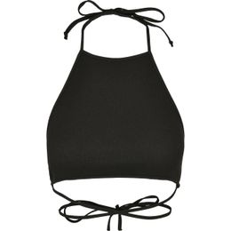 Urban Classics Damen Yoga & Relax Shirt "Urban Classics Damen Ladies Rib Trapeze Cropped Top"schwarz, Gr. XXXL, unifarben, 75% Polyester, 20%