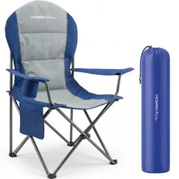 Homecall Campingstuhl Hochlehner 110cm mit Lendenwirbelst&uuml;tze Klappstuhl Angelstuhl Faltbar, (Bis 150kg, gepolstert, faltbar, stabil, 1 St), f&uuml;r Camp Garten Balkon (marineblau)