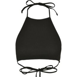 Urban Classics Damen Yoga & Relax Shirt "Urban Classics Damen Ladies Rib Trapeze Cropped Top"schwarz, Gr. L, unifarben, 75% Polyester, 20% Viskose,