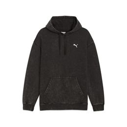 Puma Herren Kapuzensweatshirt "ESS ELEVATED RELAXED WASH HOODIE FL", schwarz, Gr. XXL, bedruckt, Fleece, Obermaterial: 66% Baumwolle, 34% Polyester,