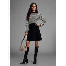 Laura Scott Damen Strickkleid, schwarz, Gr. 42, Jacquardmuster, gemustert, mehrfarbig, Strick, Obermaterial: 70% Viskose, 30% Polyamid, Kleider, mit