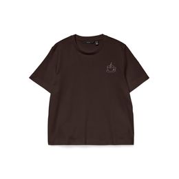 V&eacute;ro Moda VERO MODA Damen Kurzarmshirt "VMSARA METTE SS TOP BOX JRS GA NOOS", braun, Gr. M, bedruckt, Jersey, Obermaterial: 100% Baumwolle, Shirts, Baumwolle,