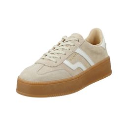 Gant Damen Plateausneaker "Cuzmani", Gr. 36leuchtendes beige, sanftes wei&szlig;, Leder, Veloursleder, Schuhe, Retro Sneaker, Schn&uuml;rschuh, Freizeitsneaker