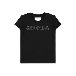Philipp Plein Damen T-Shirt "Kurzarm-Rundhals-T-Shirt", schwarz, Gr. 14, Obermaterial: 100% Baumwolle, Shirts