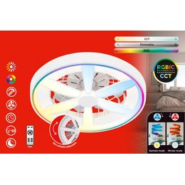 LED Deckenleuchte "AIR Deckenventilator", 1, &Oslash; 24cm H: 6cm, 1 Stk.wei&szlig; matt, Briloner Leuchten, Leuchten, 48 x 15 cm (DxH), Schlafzimmer, Wohnzimmer,