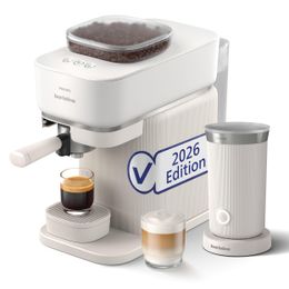 Espressomaschine "BAR308/00 mit Mahlwerk f&uuml;r ganze Bohnen, Milchaufsch&auml;umer inkl.", 1naturwei&szlig;, PHILIPS BARISTINA, Kaffeemaschinen, 16 bar