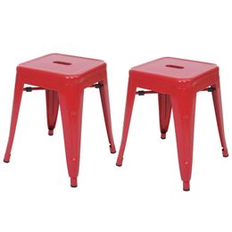 2er-Set Hocker MCW-A73, Metallhocker Sitzhocker, Metall Industriedesign stapelbar ~ rot