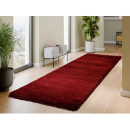 Hochflor-Teppich, B:80cm H:45mm L:250cm, rot, OCI DIE TEPPICHMARKE, Obermaterial: 100% Polypropylen, Teppiche, "MONTIS", uni, Langflor, Shaggy, auch