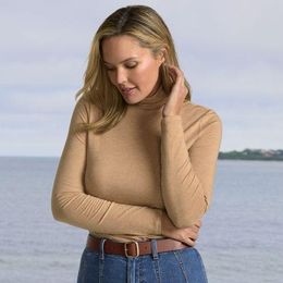 LANDS' END Rollkragenshirt aus Baumwoll/Modalmix in Petite-Gr&ouml;&szlig;e, Damen, size: petite, Braun, Baumwolle/Elasthan/Baumwolle Modal, by Lands' End