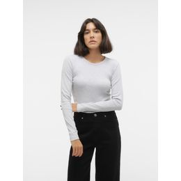 V&eacute;ro Moda VERO MODA Damen Langarmshirt "VMCHLOE LS SHORT TOP JRS NOOS", grau, Gr. XL, unifarben, Feinripp, Obermaterial: 95% Baumwolle, 5% Elasthan, Shirts,