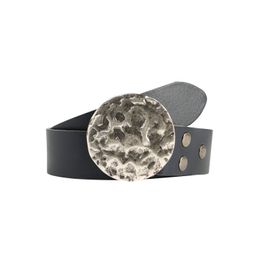 Damen Lederg&uuml;rtel "&raquo;Soft Boom Navy&laquo;, mit austauschbarer Schlie&szlig;e &raquo;Vollmond Silber&laquo;", schwarz, Gr. 115, RETTUNGSRING G&Uuml;RTEL, Rindsleder, G&uuml;rtel