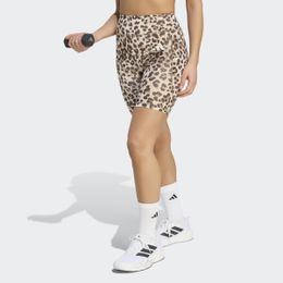 Damen Shorts "OPTIME ESSENTIALS WORKOUT LEGGINGS, KURZ, LEOPARDENPRINT", braun, Gr. XL, adidas Performance, Obermaterial: 85% Polyester, 15%