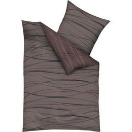 Wendebettw&auml;sche Kaeppel, braun, Mako-Satin, Obermaterial: 100% Baumwolle, Bettw&auml;sche, "MOTION 100% gek&auml;mmte Baumwolle", mit feinen Wellenlinien,