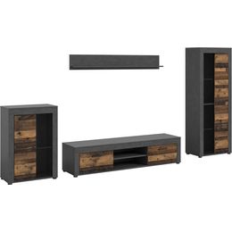 Wohnwand OTTO HOME, B:330cm H:159cm T:40cm, grau, Holzwerkstoff, Wohnzimmer, Kastenm&ouml;bel-Sets, "AOSTA, Breite 310cm, 4-teilige Wohn-Kombination",