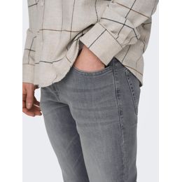 Only & Sons ONLY & SONS Herren Slim-fit-Jeans "ONSLOOM SLIM LBD 8263 AZG DNM NOOS"light grau denim, Gr. 27, Abriebeffekte, Denim/Jeans, Obermaterial: 98%