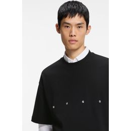 Hugo Herren T-Shirt "Dariso", schwarz, Gr. S, unifarben, Single Jersey, Obermaterial: 100% Baumwolle, Shirts, Basic, Oversize Fit, reine Baumwolle