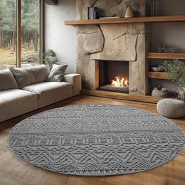 Teppich, H:7mm &Oslash;:200cm, grau, Ayyildiz Teppiche, Wohnzimmer, Teppiche, "HELIX 2202 , auch als L&auml;ufer und Rund erh&auml;ltlich", 3D-Effekt durch
