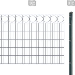 Arvotec Doppelstabmattenzaun "EXCLUSIVE 120 zum Einbetonieren "Ring" mit Zierleiste", H/L: 120cm x 60m, Pfosten: 31 Stk., grau, Zaunelemente,