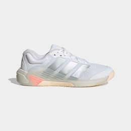 Damen Trainingsschuh "DROPSET 4 POWER", adidas Performance, Gr. 43cloud wei&szlig;, silber metallic, lucid orange, Textil, Schuhe, f&uuml;r besseren Halt beim