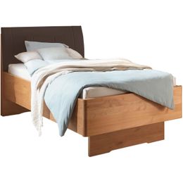 Holzbett Wiemann, B:90cm L:220cm, braun, Betten, "Cardiff, Bettgestell, Bettrahmen, teilmassiv, mit Polsterkopfteil", Fu&szlig;teil aus Massivholz,
