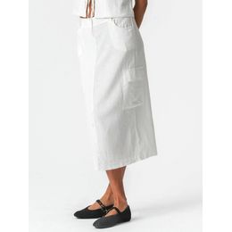 TEESHOPPEN Damen Midirock "TEESHOPPEN Skirt H&oslash;r", wei&szlig;, Gr. L, Obermaterial: 55% Leinen, 45% Viskose, R&ouml;cke