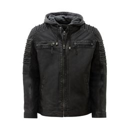 RICANO Herren Bikerjacke "Lederjacke 12815 Hood", schwarz, Gr. XL, Obermaterial: 100% Lammnappaleder LANA. Futter: 100% Baumwolle CO., Jacken,