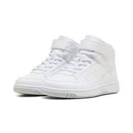 Puma M&auml;dchen Sneaker "REBOUND SLAM MID AC PS", Gr. 28Puma wei&szlig;, cool light gray, Puma schwarz, Synthetik, Schuhe
